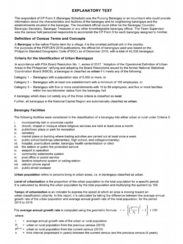 2015 POPCEN Special Release of Urban Population of The Philippines ...