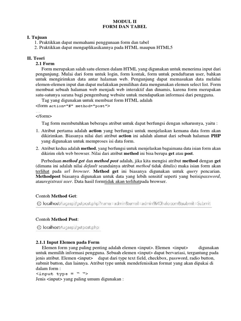 Modul II Form Dan Tabel | PDF