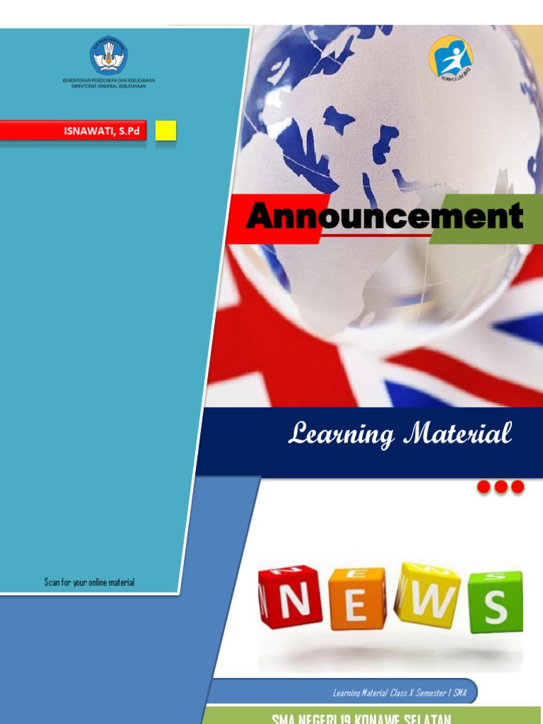 Bahan Ajar Announcement | PDF | Plural | Learning