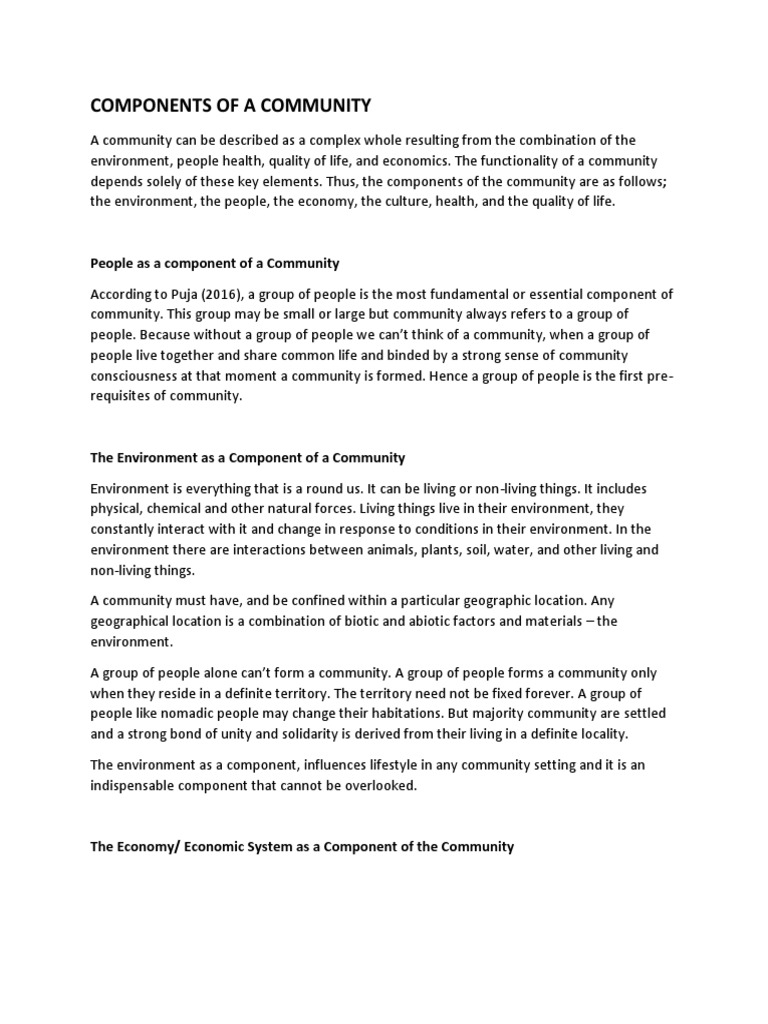 Components of A Community | PDF | Community | Natural Environment