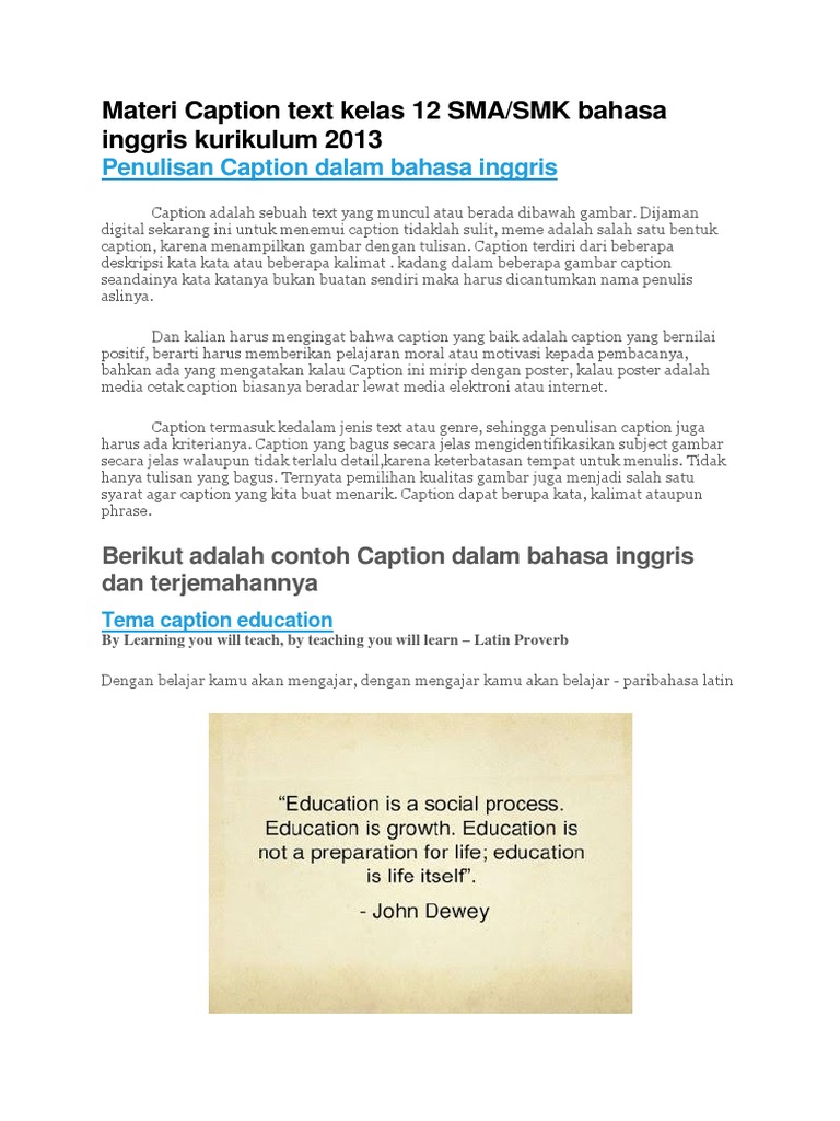 Materi Caption Text Kelas 12 SMA | PDF