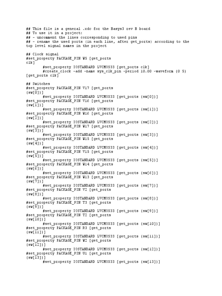 Basys3 Constraint Pdf Computer Architecture Computing