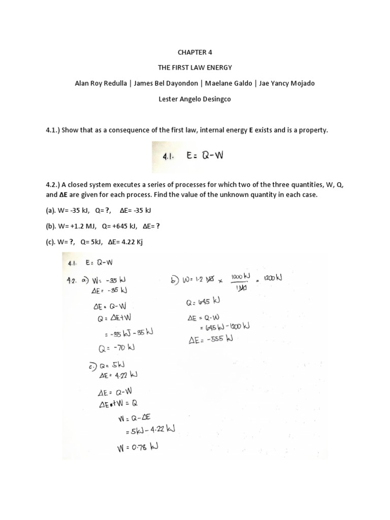 Chapter 4 Thermo Problems | PDF | Enthalpy | Heat