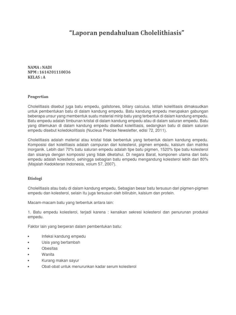 Laporan Cholelithiasis | PDF