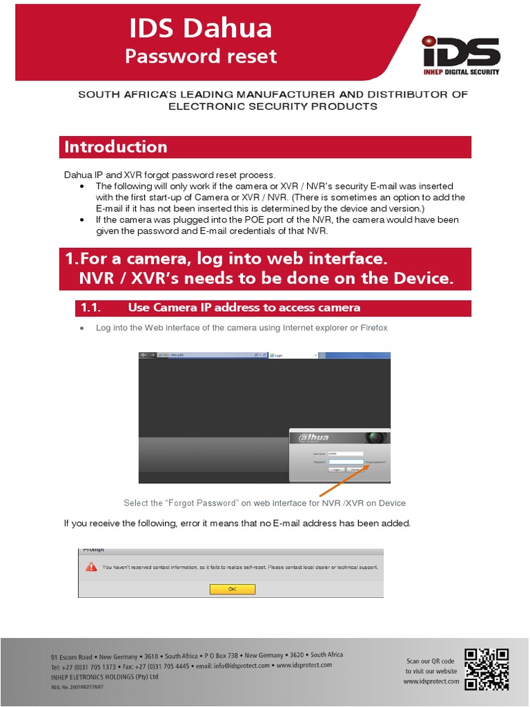 Dahua NVR/XVR Password Reset Guide | PDF | Computers