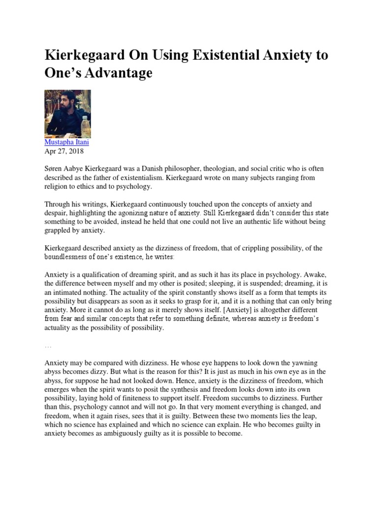Kierkegaard On Using Existential Anxiety To One | PDF | Søren ...