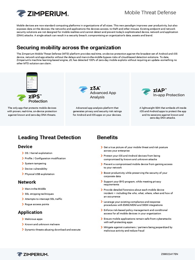 Zimperium Mobile Threat Defense PDF | PDF | Mobile App | Ios
