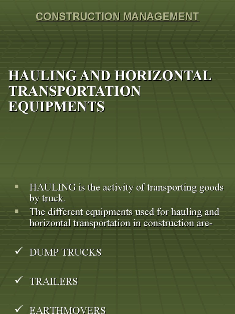 Hauling and Horizontal Transportation Equipments | PDF | Freight ...