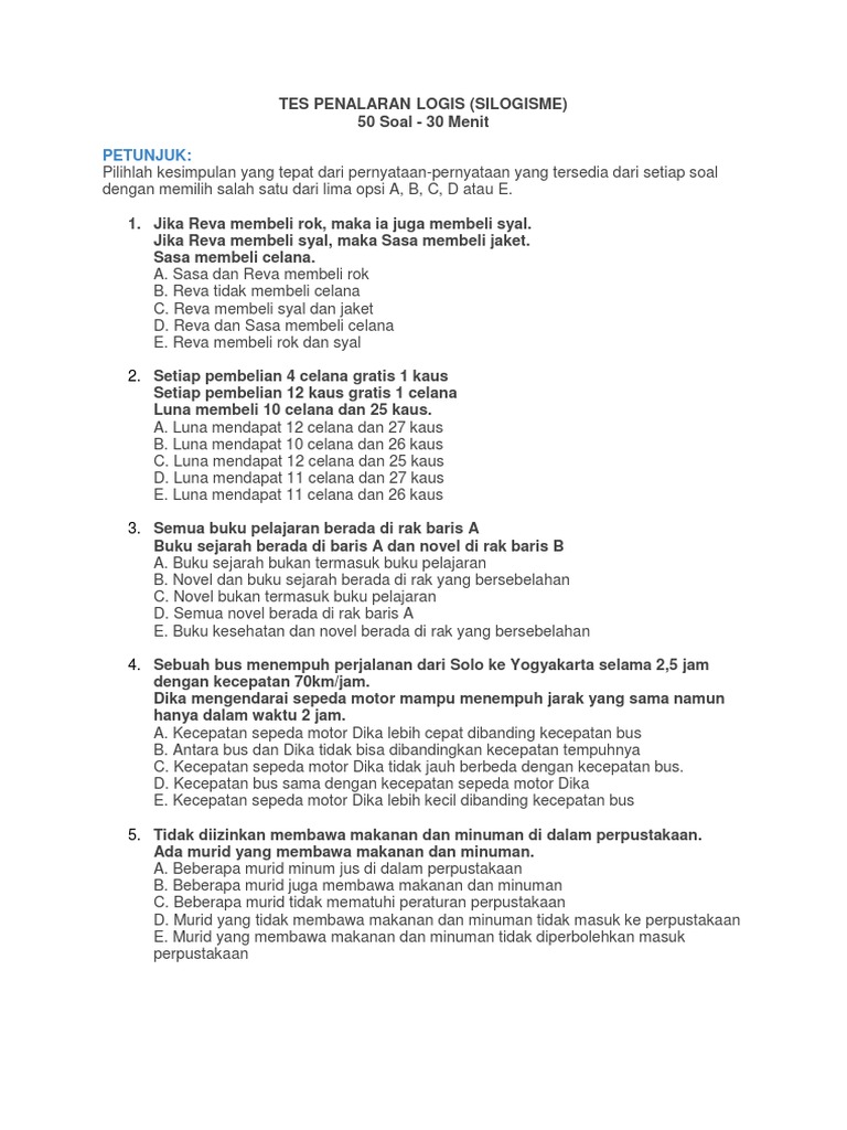 Soal Logika Penalaran Logis | PDF