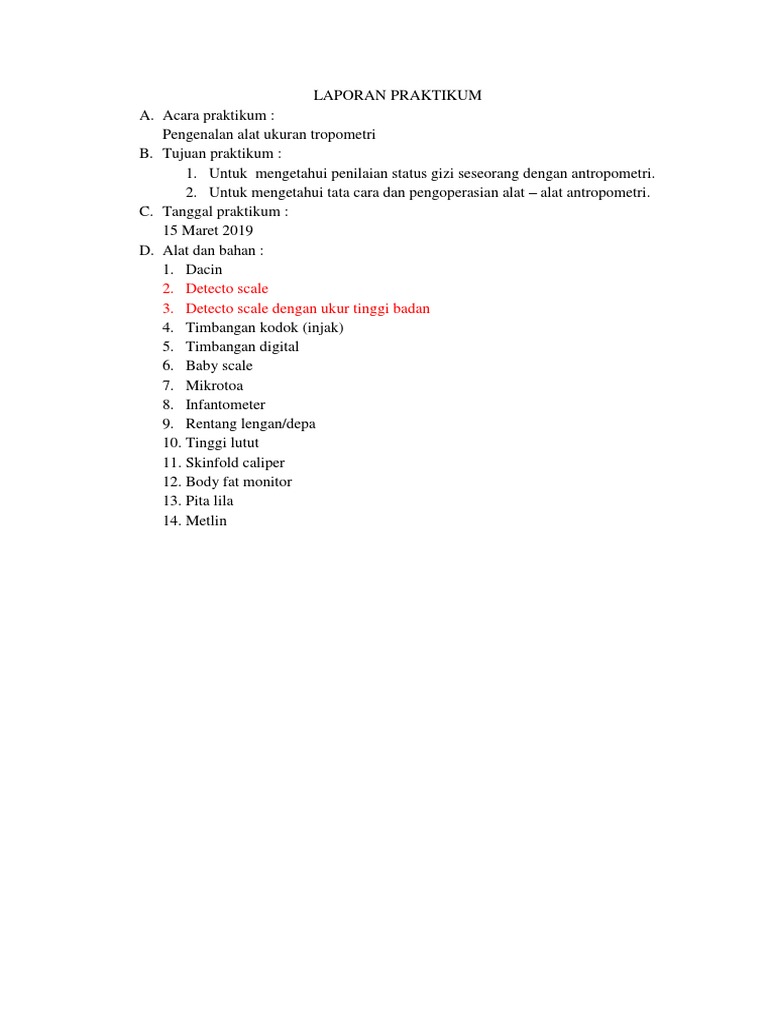 Praktikum Alat Ukur Antropometri | PDF