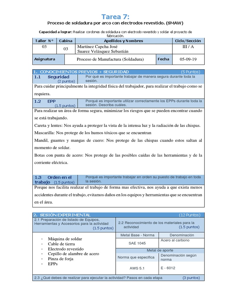Informe de Taller 3 | PDF | Soldadura | Construcción