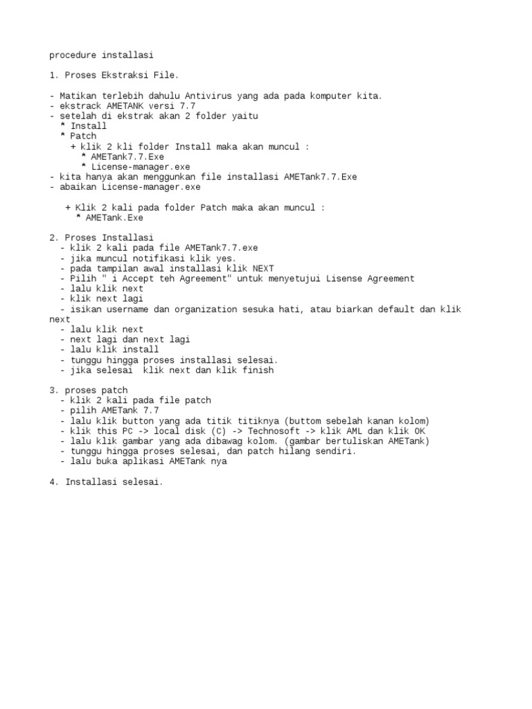 Cara Installasi AMETank 7.7 | PDF