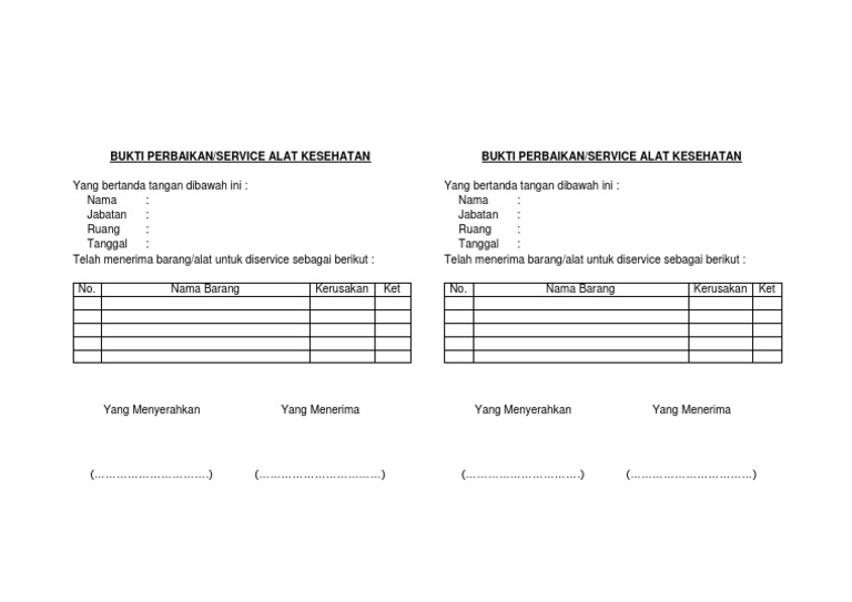 Form Bukti Perbaikan | PDF