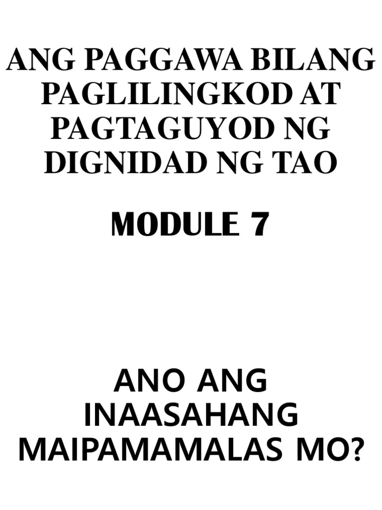 Modyul 7 - Paggawa Esp 9 | PDF