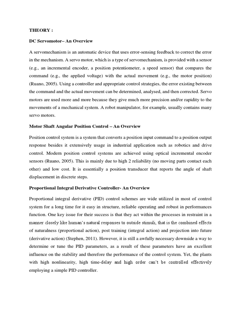 Theory SERVO Linear Position Control | PDF | Servomechanism | Control Theory