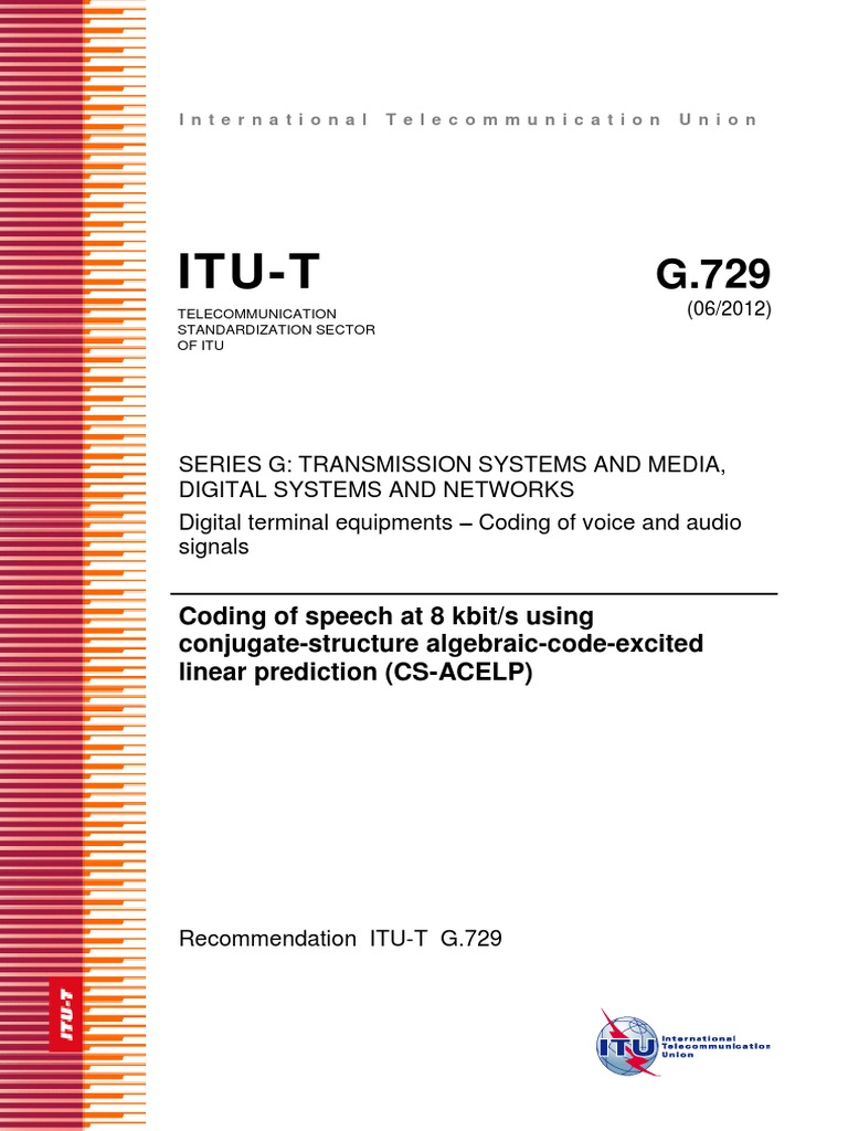 ITU-T G.729 Speech Coding Standard | PDF | Itu T | Codec