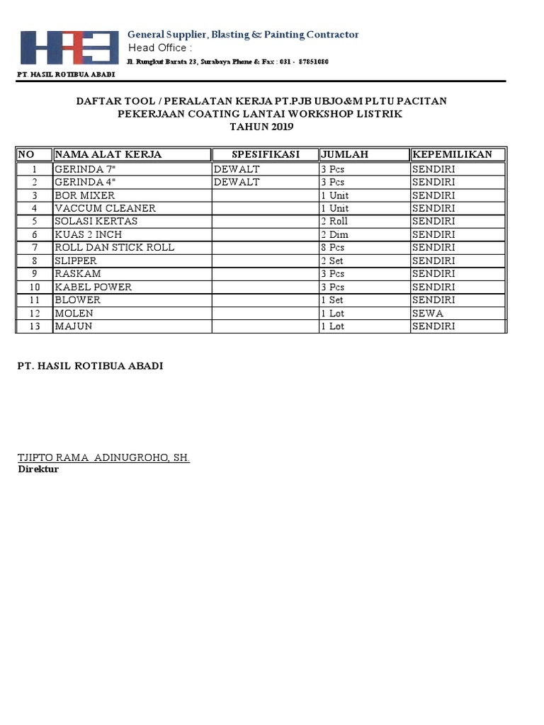 Daftar Tool List | PDF | Griya & Taman