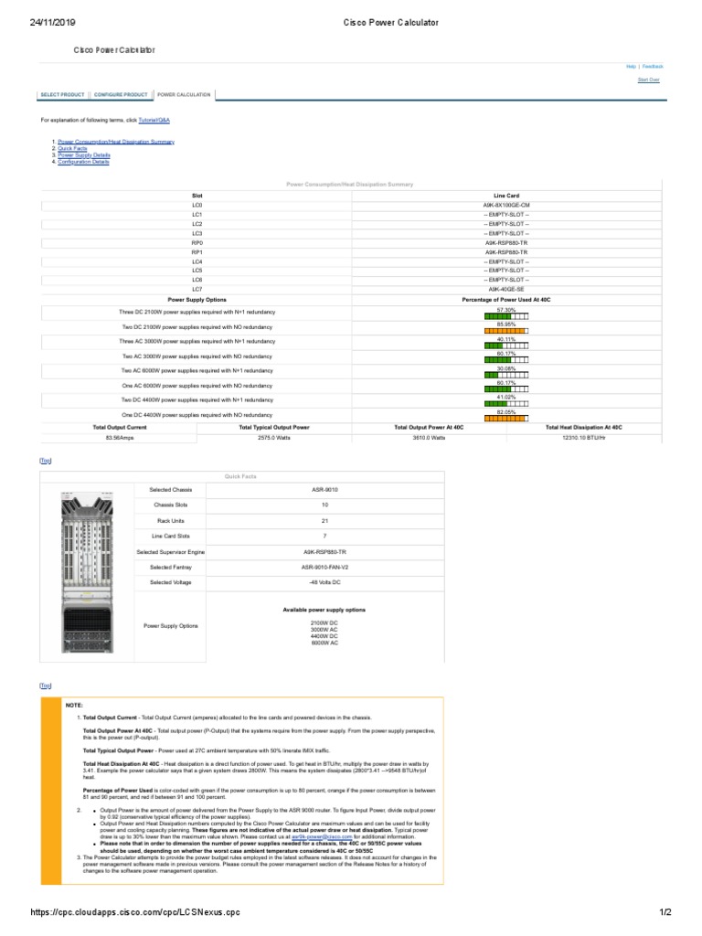 Cisco Power Calculator ASR9010 | PDF | Power Supply | Computer Engineering