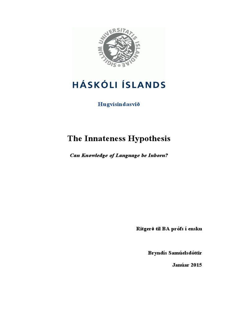 BA - The Innateness Hypothesis | PDF | Language Acquisition ...