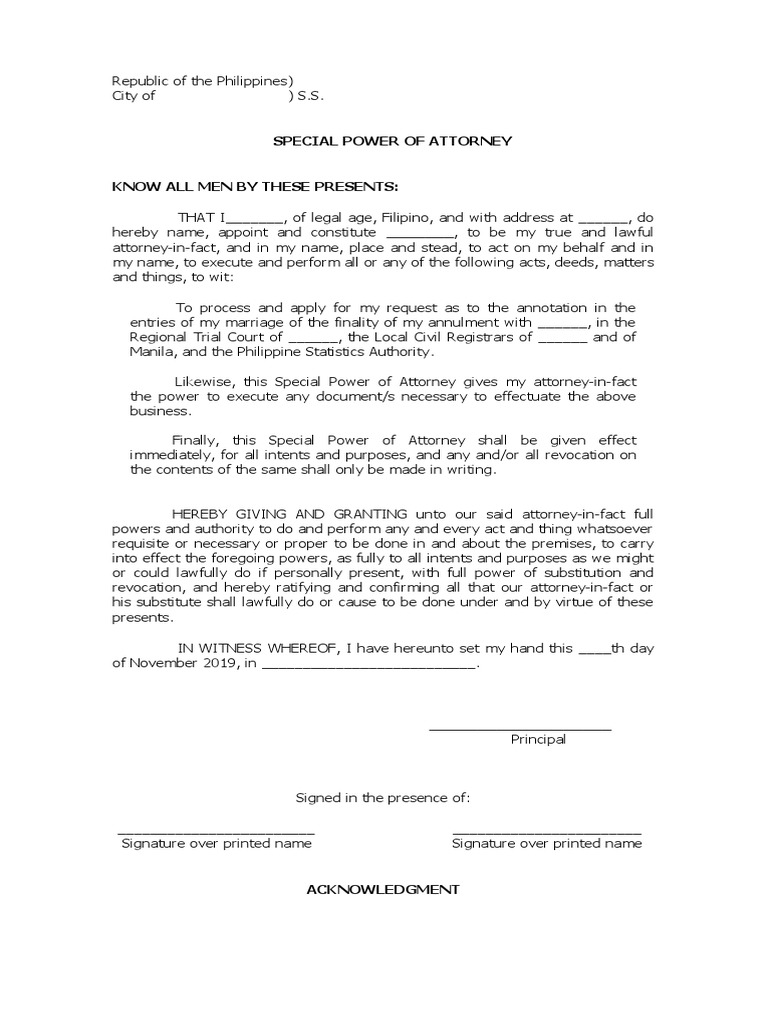 Sample SPA | PDF | Power Of Attorney | Notary Public