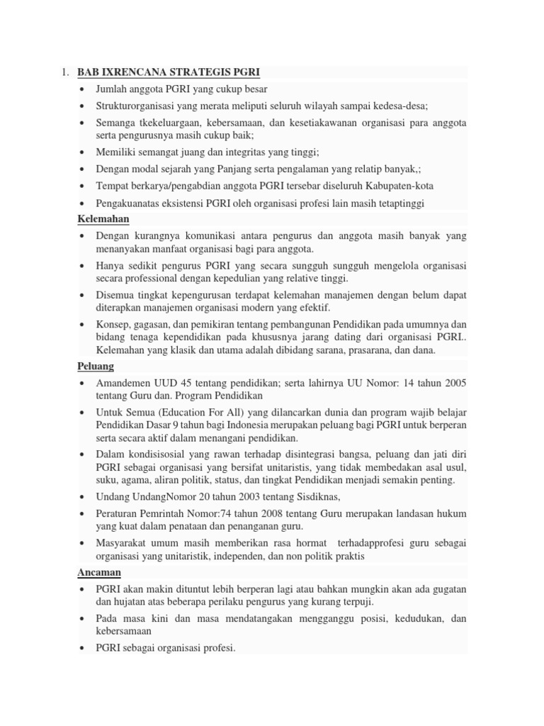 Sejarah Singkat PGRI dan Perannya | PDF