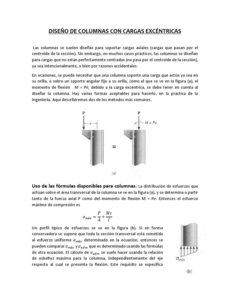 Diseño de Columnas Con Cargas Excéntricas | PDF | Doblar | Ingeniería mecánica