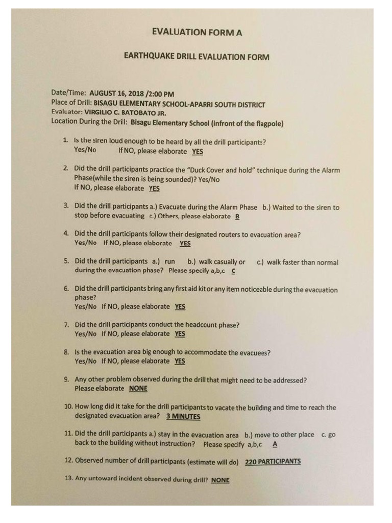 Sample Evaluation Form NSED | PDF