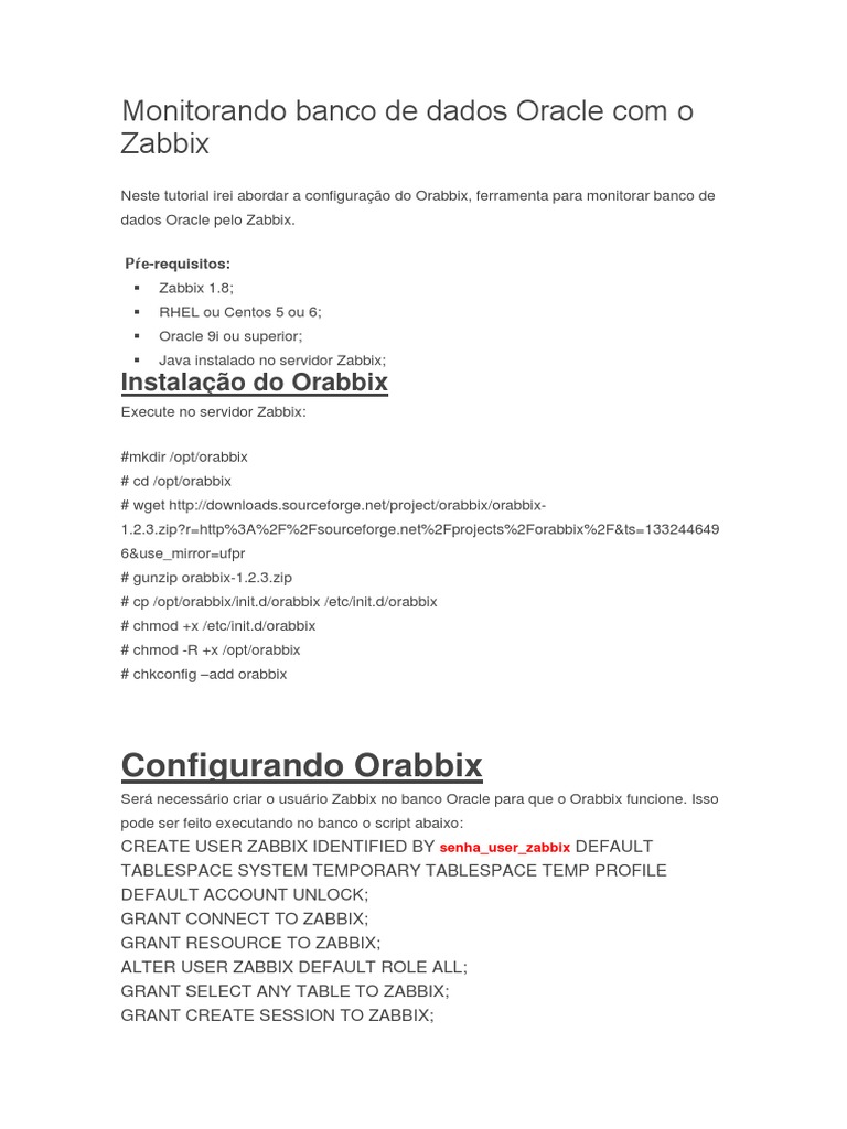Monitorando Banco de Dados Oracle Com o Zabbix | PDF | Negócios | Computadores