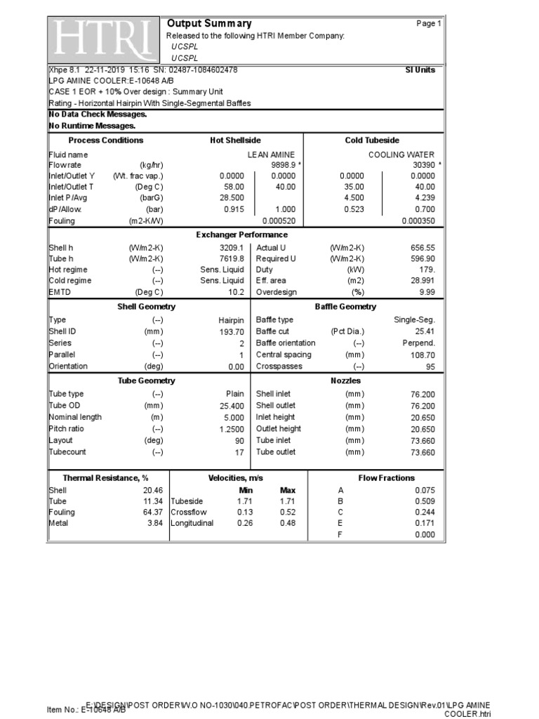 LPG Amine Cooler-Summary | PDF | Pipe (Fluid Conveyance) | Liquids