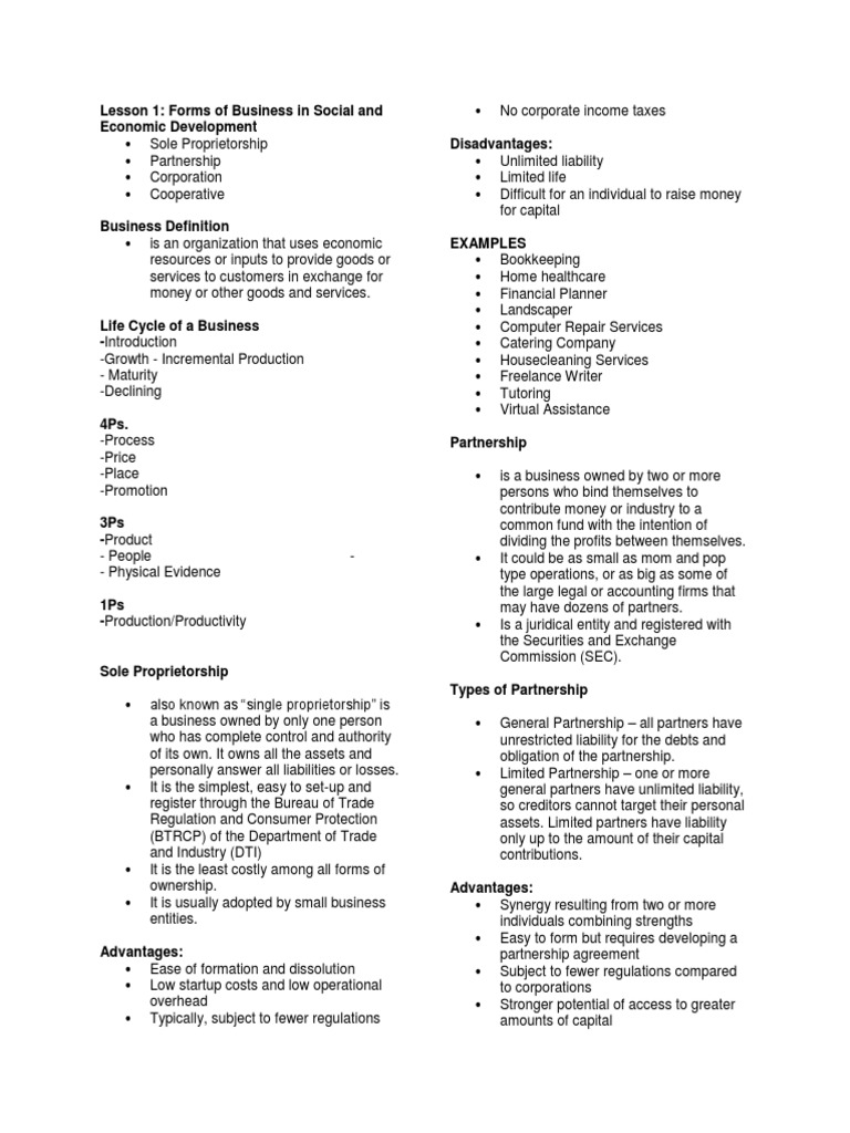ABM Lesson 1 | PDF | Partnership | Cooperative