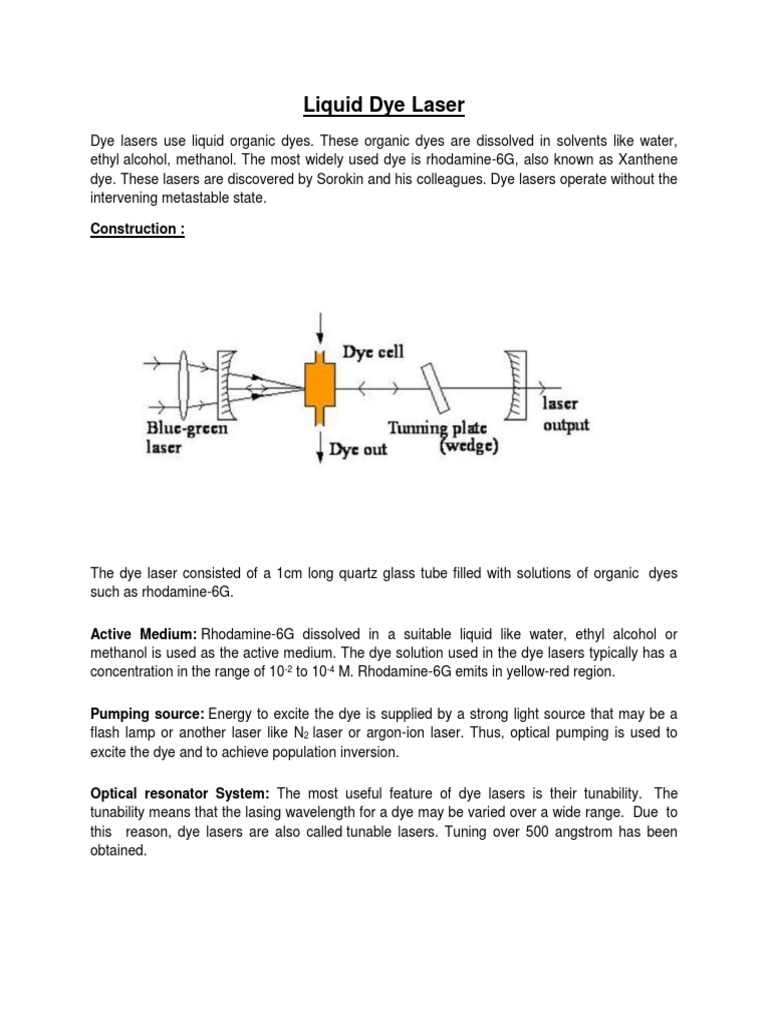 Liquid Dye Laser | PDF | Laser | Fluorescence