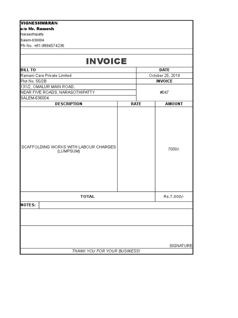 Labour Bill Format | PDF