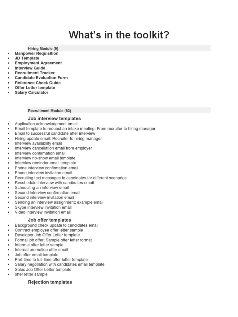 HR Tool Kit | PDF | Recruitment | Programmer