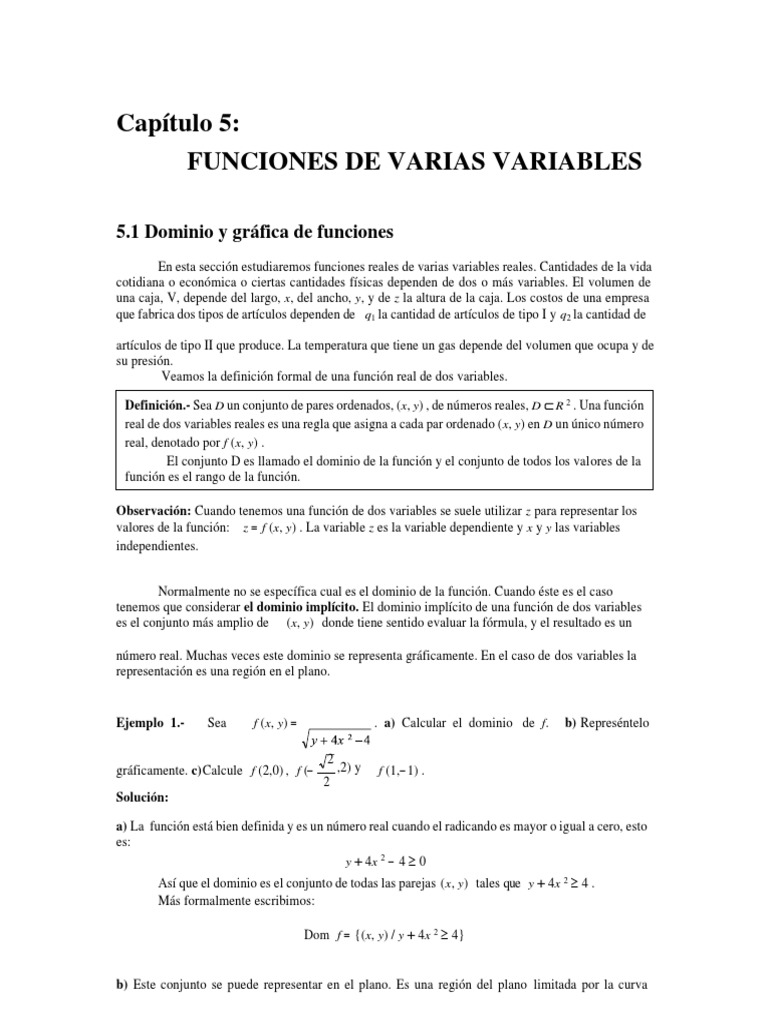 Funciones de Varias Variables | PDF | Función (Matemáticas) | Derivado