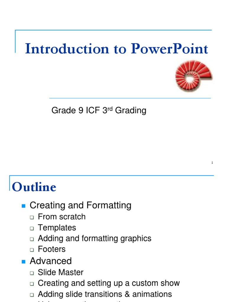 PowerPoint Basics for Grade 9 Students | PDF | Page Layout | Microsoft ...