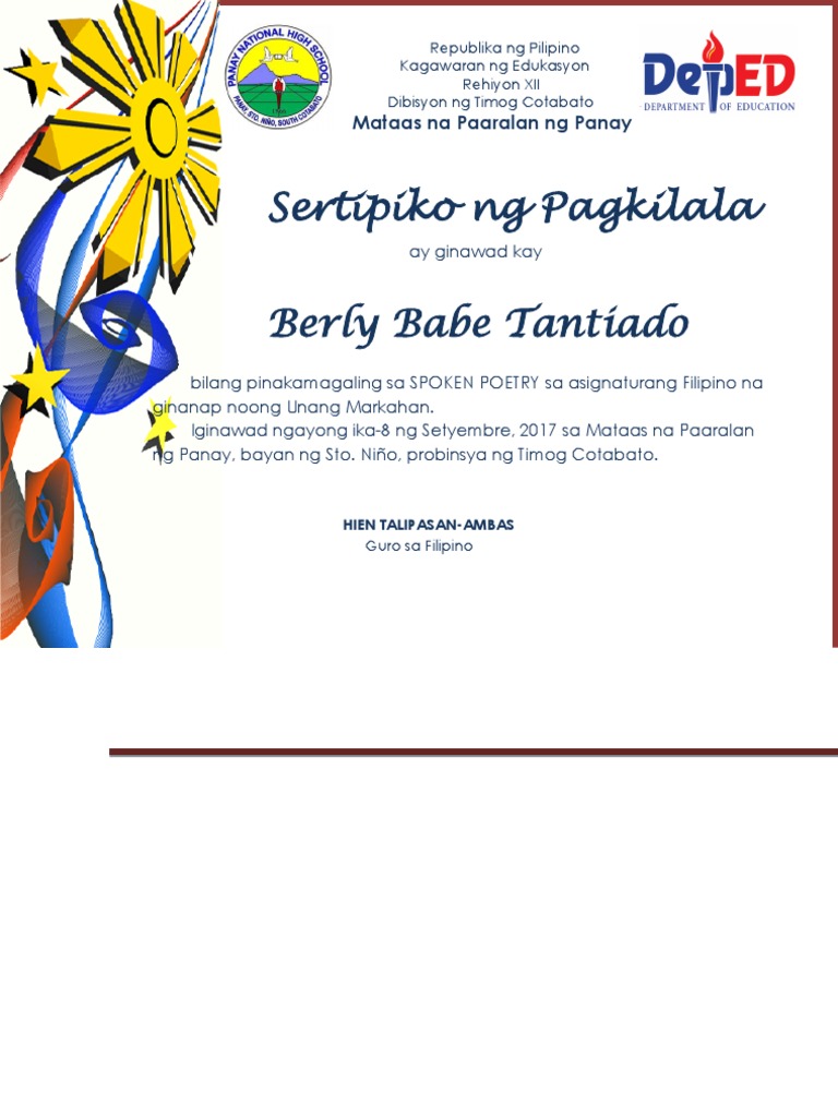 Sertipiko NG Pagkilala | PDF