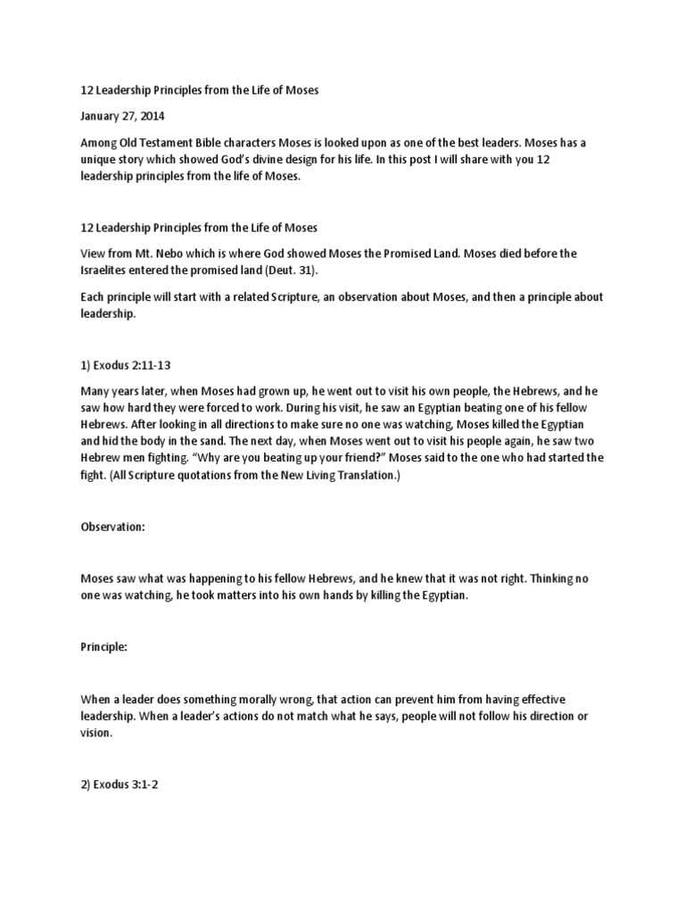 12 Leadership Principles From The Life of Moses | PDF | Moses | Book Of ...