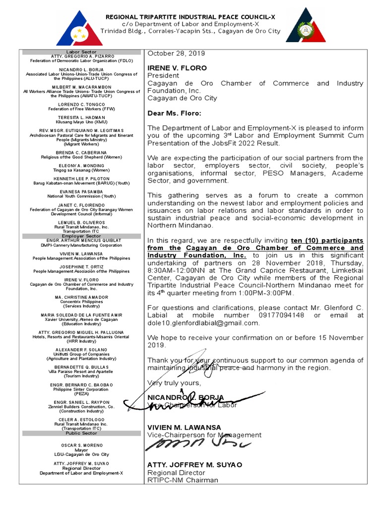 Cagayan de Oro Job Fair 2022 Invite | PDF | Trade Union | Labor