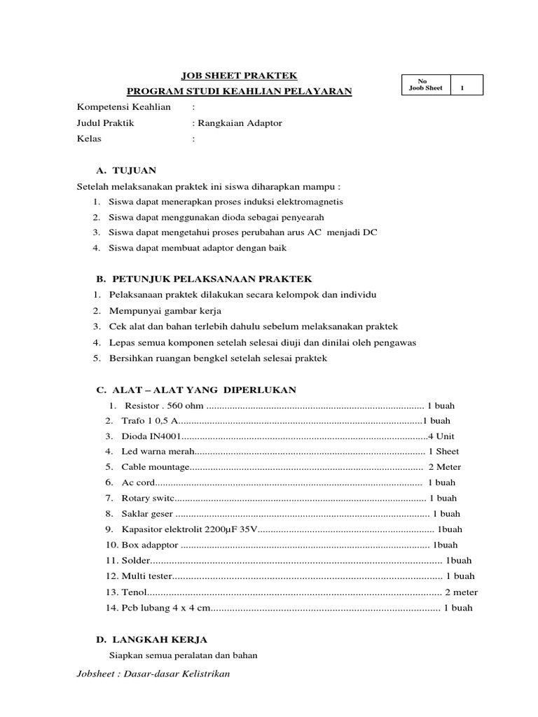 Job Sheet Praktek Adaptor | PDF