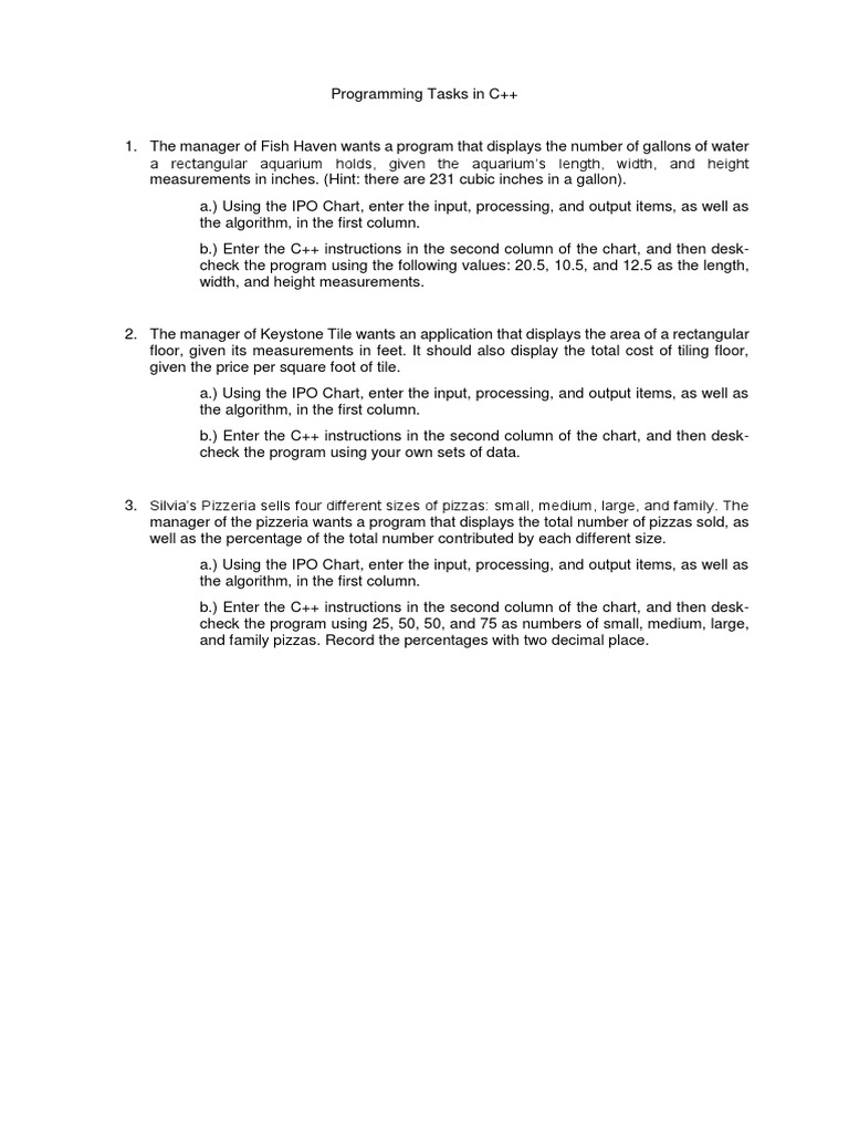 Programming Tasks in C | PDF