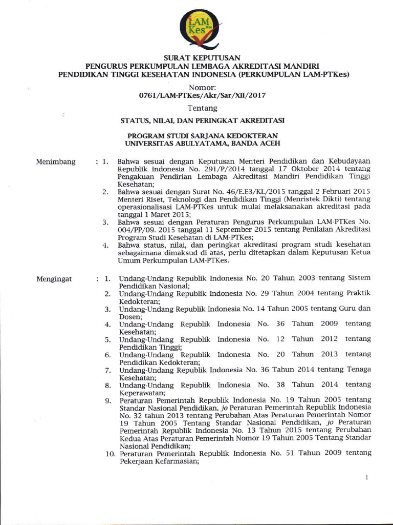 FK. Pend. & Pro. Dokter (Akreditas Kampus) | PDF