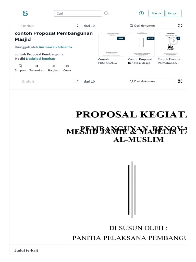 Contoh Proposal Pembangunan Masjid | PDF