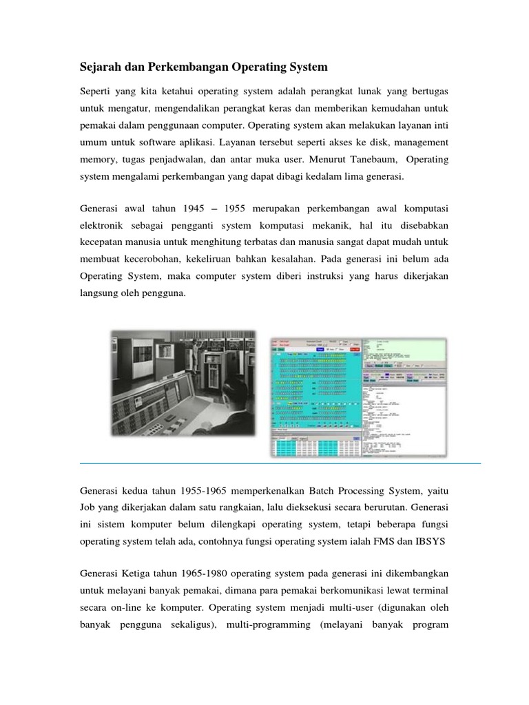 Sejarah Dan Perkembangan Operating System | PDF