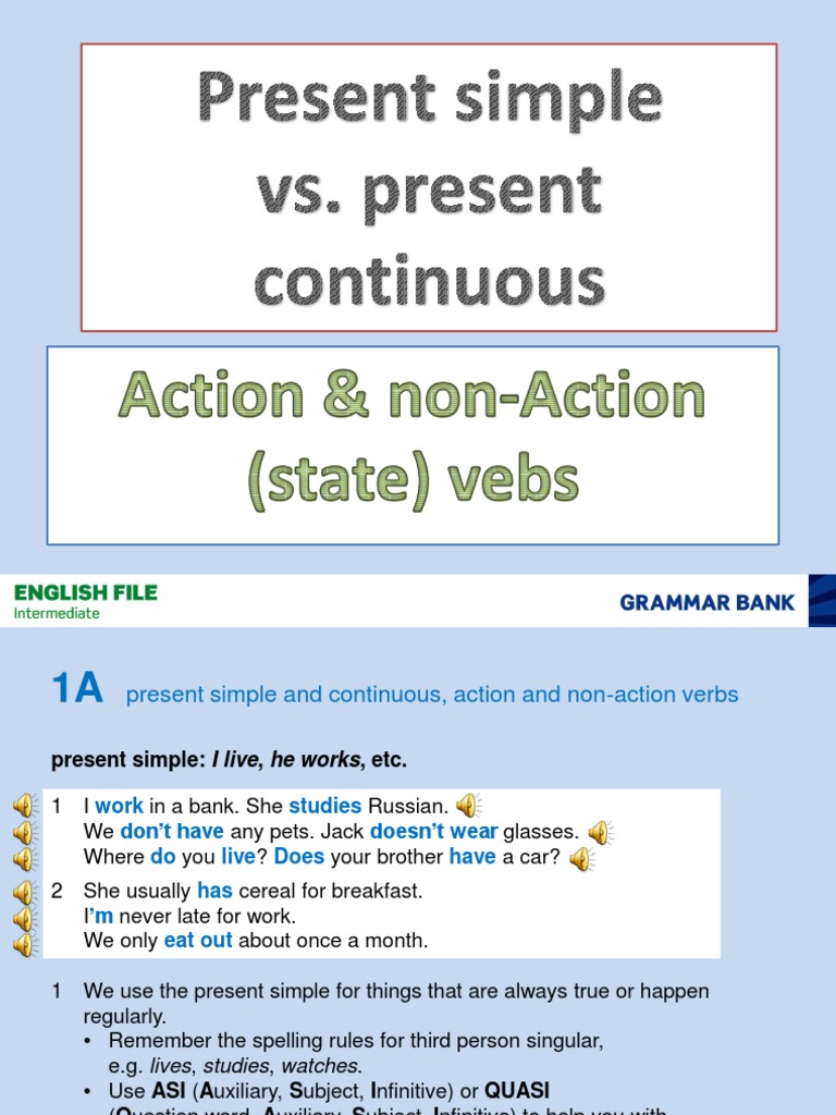 Present Simple-Cont-State Verbs | PDF | Verb | Languages