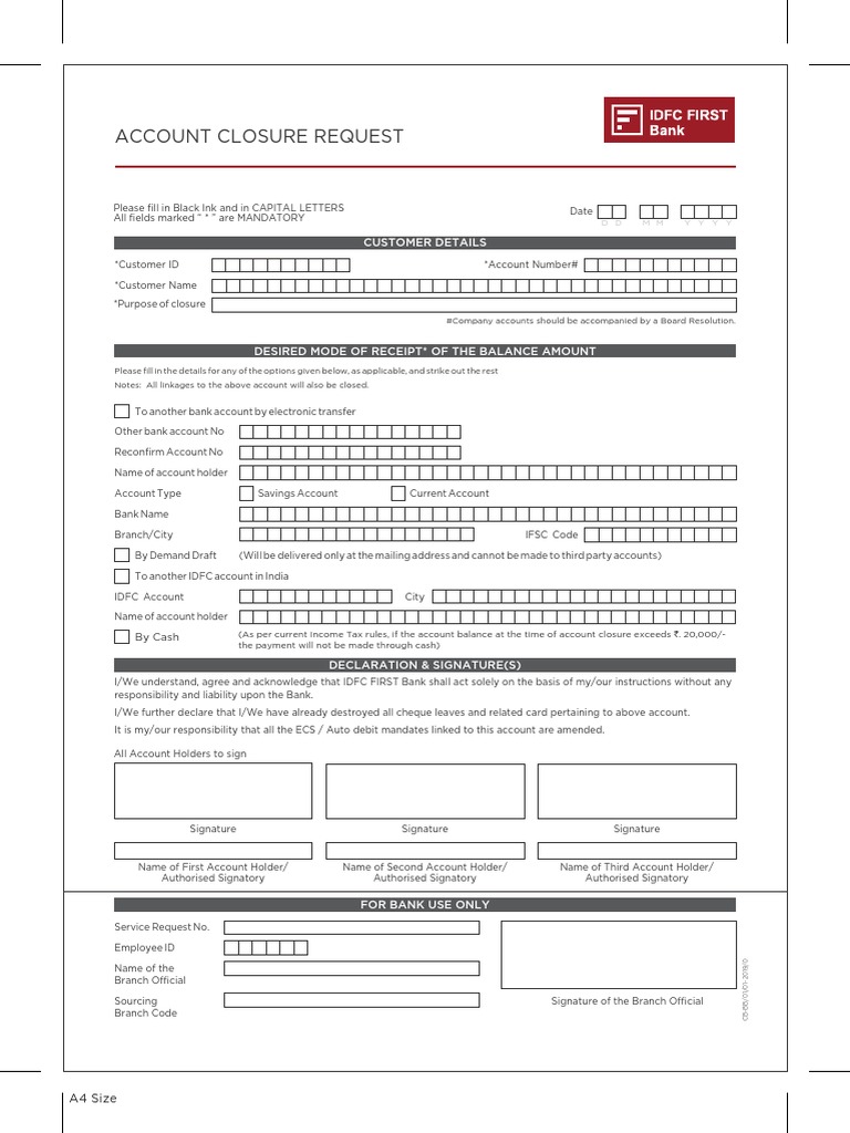 Account Closure Request | PDF | Banks | Government Finances