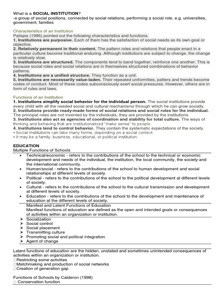 Understanding Social Institutions | PDF | Institution | Society
