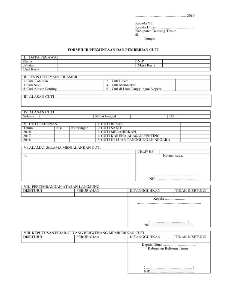 Formulir Cuti Edit | PDF