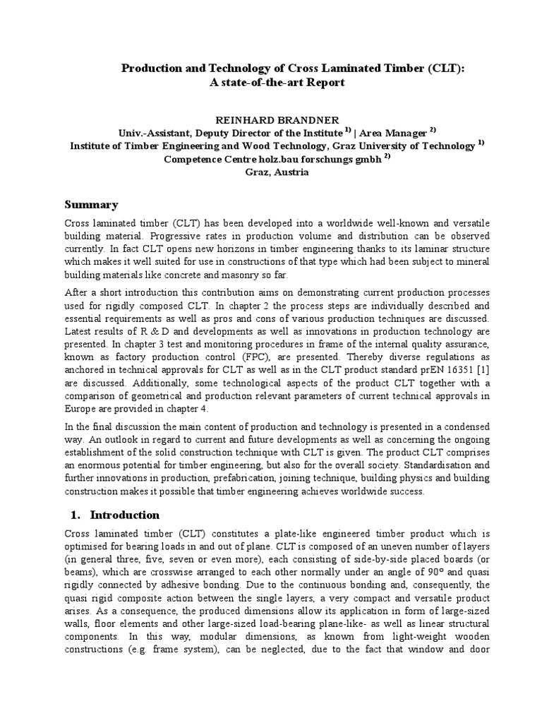 CLT Technology | PDF | Lumber | Strength Of Materials