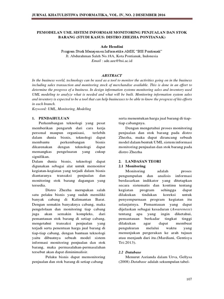 Pemodelan UML untuk Monitoring Distro Zhezha | PDF | Bisnis
