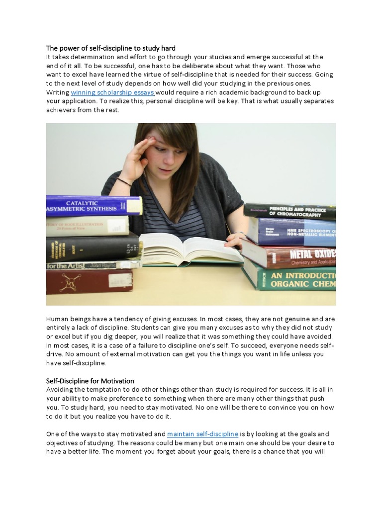 The Power Of Self Discipline To Study Hard Pdf Disciplines Motivation